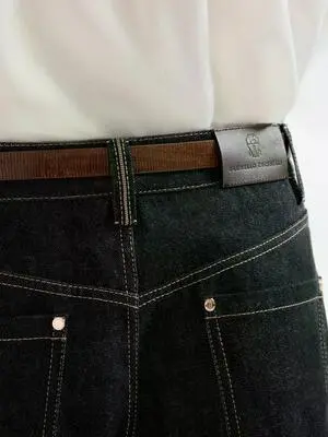 Brunello Cucinelli Loose Barrel Denim Trousers - Blue