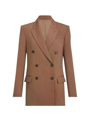 Brunello Cucinelli Virgin Wool And Viscose Tricotine Blazer With Monili - Brown