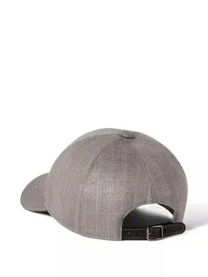 Brunello Cucinelli Sparkling Virgin-wool Pinstripe Baseball Cap With Shiny Band - Grey