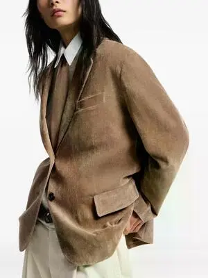 Brunello Cucinelli Fluid Corduroy Blazer With Monili Detail - Neutrals