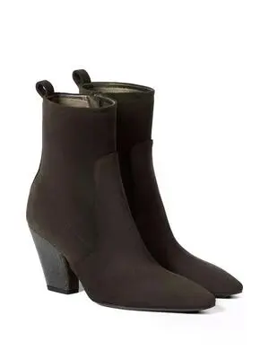 Brunello Cucinelli Suede Ankle Boots With Embellished Heel