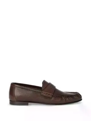 Brunello Cucinelli Riding Calfskin Penny Loafers With Monili Detail - Brown