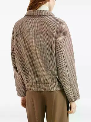 Brunello Cucinelli Sparkling Houndstooth Virgin Wool Jacket - Brown