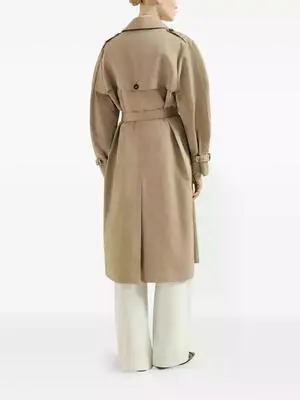 Brunello Cucinelli Cotton And Linen Twill Trench With Monili
