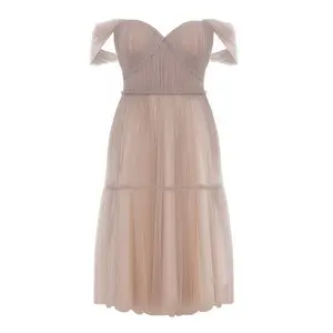 ACOB À PORTER Natalie Draped Tulle Midi Dress - Grey