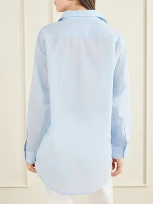 AGOLDE Sona Striped Cotton-blend Shirt - Blue