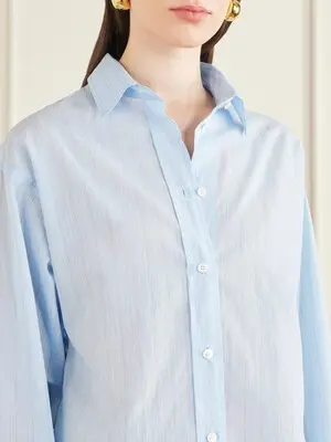 AGOLDE Sona Striped Cotton-blend Shirt - Blue