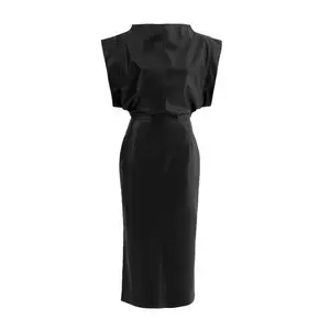 JULIA ALLERT Sleeveless Faux Leather Midi Dress - Black