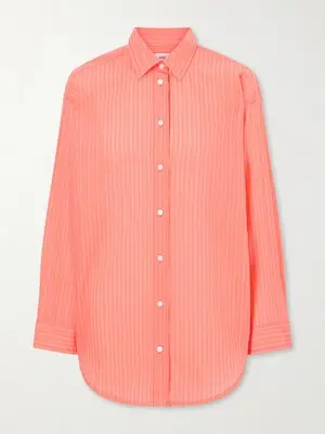 AGOLDE Sona Striped Cotton-blend Shirt - Pink