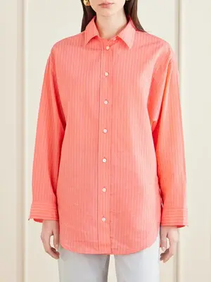 AGOLDE Sona Striped Cotton-blend Shirt - Pink