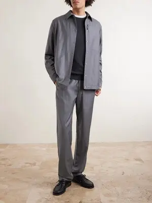 Sease Straight-leg Virgin Wool Drawstring Trousers - Gray