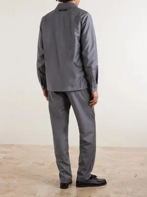 Sease Straight-leg Virgin Wool Drawstring Trousers - Gray