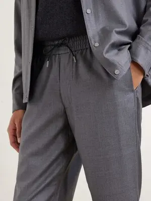 Sease Straight-leg Virgin Wool Drawstring Trousers - Gray