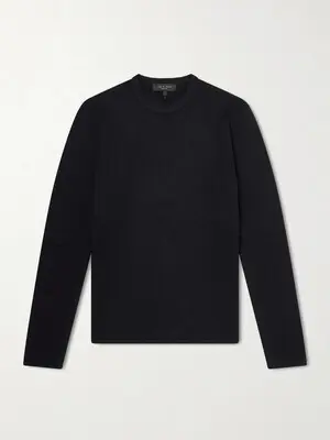 Rag & Bone Cotton-blend Textured Crew Neck Sweater - Black