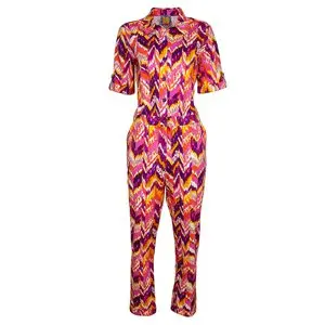 LALIPOP DESIGN Electric Sunset Cotton Jumpsuit With Zigzag Print - Orange