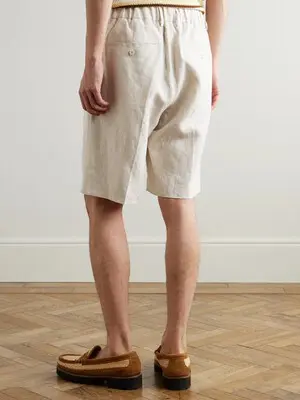 Nn07 Kay 1454 Straight-leg Pleated Linen Shorts - Neutrals