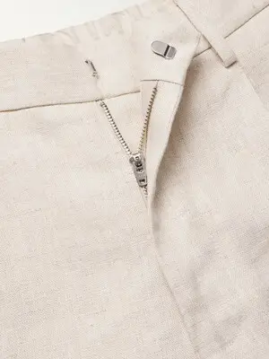 Nn07 Kay 1454 Straight-leg Pleated Linen Shorts - Neutrals