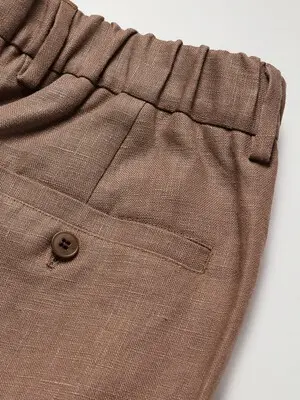 Nn07 Kay 1454 Straight-leg Pleated Linen Trousers - Brown