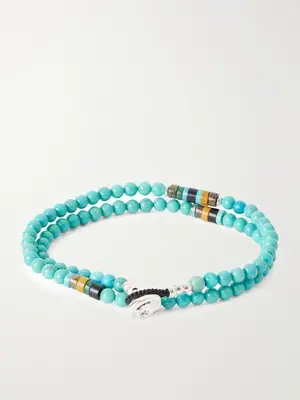 MIKIA Sterling Silver And Stone Beaded Bracelet - Blue