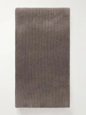 John Smedley Stark Ribbed Recycled-cashmere And Wool-blend Scarf - Brown