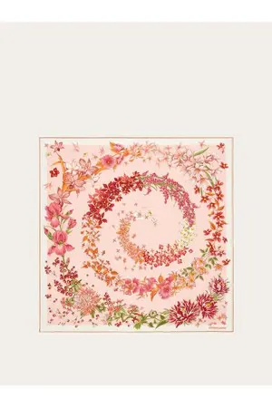 FERRAGAMO Spring Print Silk Scarf - Orange