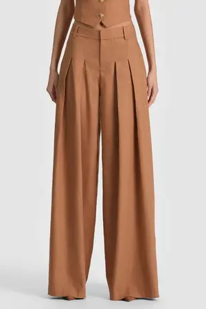 Alice + Olivia Blaire Pleated Linen Wide Leg Trouser