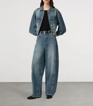 ALLSAINTS Carter Barrel Leg Jeans With Vertical Stripes - Blue