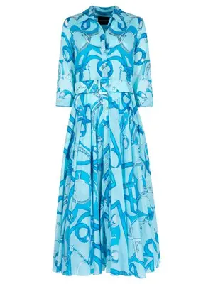 Samantha Sung Aster Midi Dress With Printed Motif - Blue