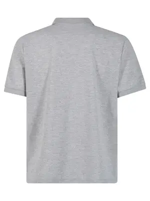 Saint Laurent Cassandre Embroidery Cotton Blend Polo Shirt - Grey