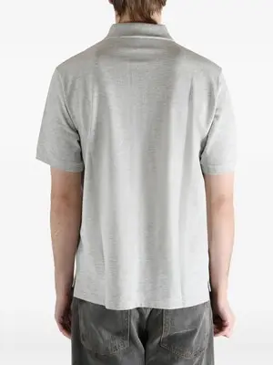 Saint Laurent Cassandre Embroidery Cotton Blend Polo Shirt - Grey