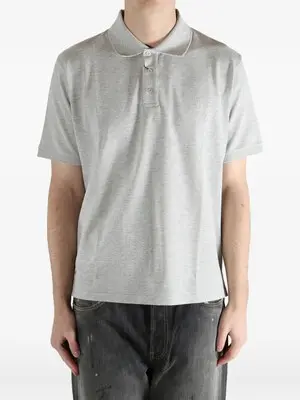Saint Laurent Cassandre Embroidery Cotton Blend Polo Shirt - Grey