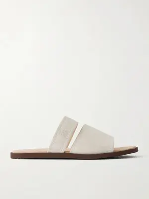 Brunello Cucinelli Suede Slides - Neutrals