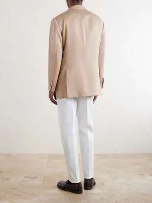 Brunello Cucinelli Double-breasted Silk And Linen-blend Twill Blazer