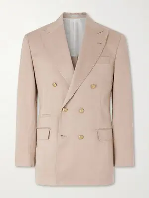 Brunello Cucinelli Double-breasted Silk And Linen-blend Twill Blazer