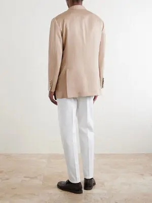 Brunello Cucinelli Double-breasted Silk And Linen-blend Twill Blazer