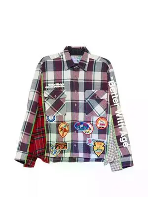 BETTER WITH AGE Patchwork Check-print Shirt - Purple
