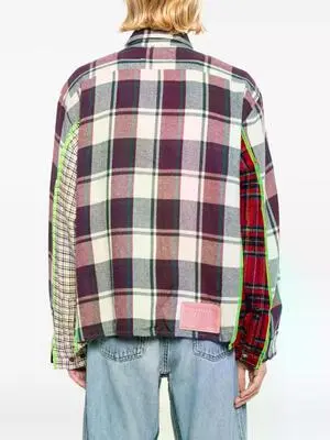 BETTER WITH AGE Patchwork Check-print Shirt - Purple