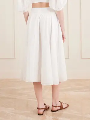 Thierry Colson Pamela Pleated Broderie Anglaise Cotton Midi Skirt