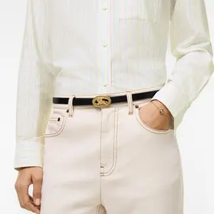 Burberry Reversible Leather Belt With Logo Buckle - Black/hazel