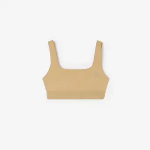 Burberry Check Trim Stretch Nylon Bra Top - Beige