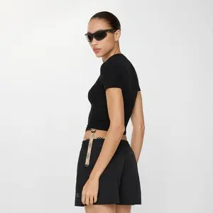 Burberry Ribbed Stretch Modal Cashmere T-shirt - Black