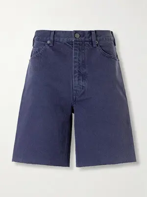 NILI LOTAN Russel Frayed Denim Shorts - Blue
