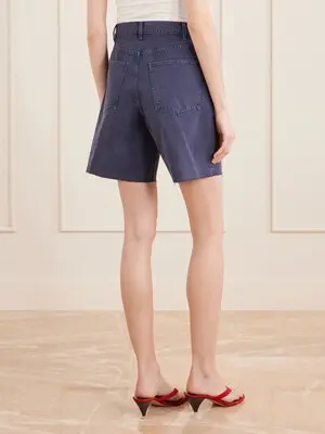 NILI LOTAN Russel Frayed Denim Shorts - Blue