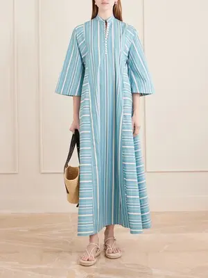 Thierry Colson Rachel" Striped Cotton-poplin Kaftan