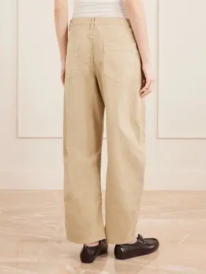 NILI LOTAN Tribeca Brushed Cotton-blend Twill Barrel-leg Pants - Neutrals