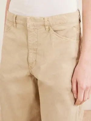 NILI LOTAN Tribeca Brushed Cotton-blend Twill Barrel-leg Pants - Neutrals