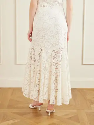 Rixo Jade Lace Pleated Midi Skirt