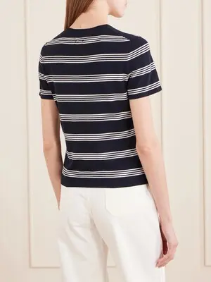 NILI LOTAN Lanise Striped Cotton-jersey T-shirt