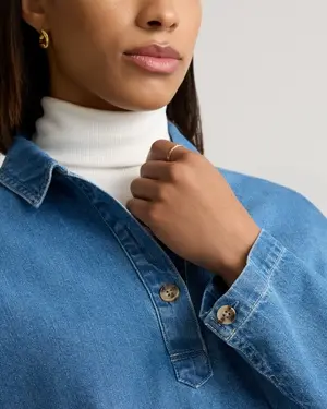 Quince Distressed Denim Popover Shirt