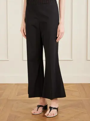 Khaite Walter Cotton And Silk-blend Flared Pants - Black